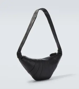 LEMAIRE Croissant Medium Leather Shoulder Bag - Black