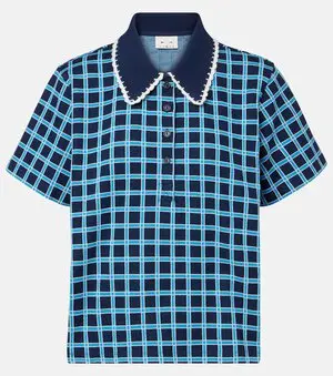 The Upside Clubhouse Dom Checked Cotton Polo Shirt - Blue