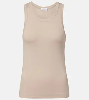 Brunello Cucinelli Monili Cotton-blend Tank Top - Beige