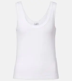 Brunello Cucinelli Monili Cotton-blend Tank Top - White