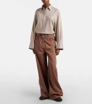 Brunello Cucinelli Monili Wide-leg Jeans - Brown
