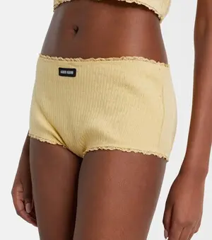 Miu Miu Pointelle Cotton Micro Shorts - Yellow