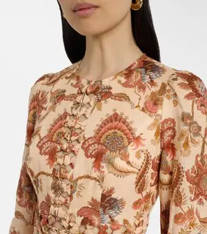 Zimmermann Aster Beaded Floral Linen Maxi Dress - Beige