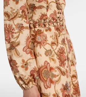 Zimmermann Aster Beaded Floral Linen Maxi Dress - Beige