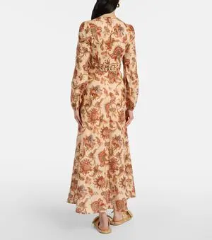 Zimmermann Aster Beaded Floral Linen Maxi Dress - Beige