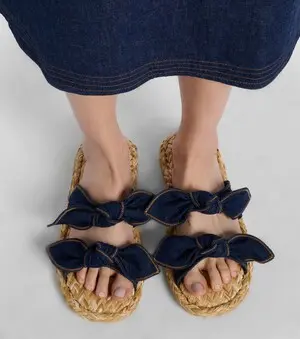 Zimmermann Carousel Denim Espadrille Slides - Blue