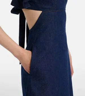 Zimmermann Aster Ruffled Denim Midi Dress