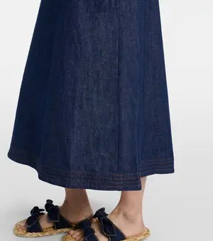 Zimmermann Aster Ruffled Denim Midi Dress