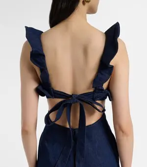 Zimmermann Aster Ruffled Denim Midi Dress