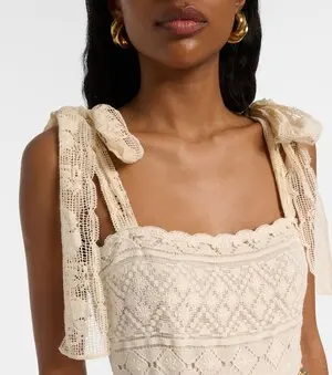 Zimmermann Indra Belted Cotton Lace Midi Dress - White