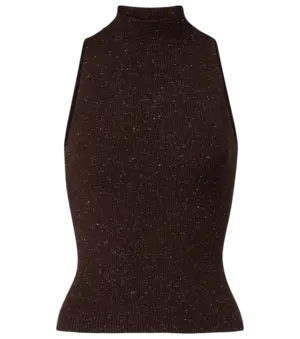 Brunello Cucinelli Ribbed-knit Lamé Top - Brown