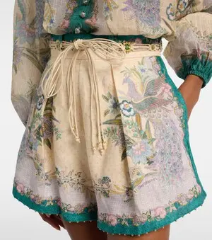 Zimmermann Indra Printed Linen Shorts - Multicoloured