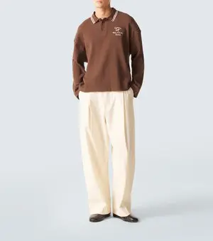 BODE Geneva Waffle-knit Cotton Polo Sweater - Brown