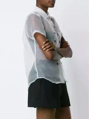 Comme Des Garçons Sheer Button Detail Blouse
