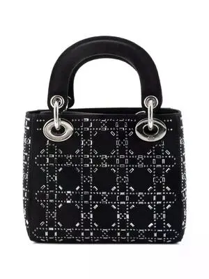 Dior Lady Crystal-embellished Cannage Quilt Satin Mini Satchel - Black