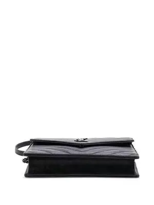 Saint Laurent Classic Monogram Wallet On Chain Matelassé Chevron - Black
