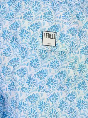 Fedeli Floral-print Swim Shorts - Blue