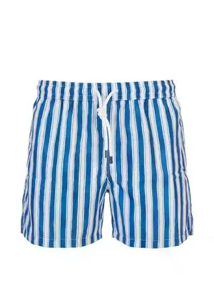 Fedeli Striped Drawstring Swim Shorts - Blue