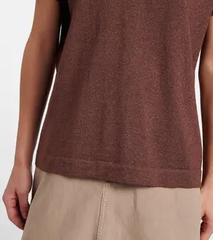 Brunello Cucinelli Cashmere And Silk-blend Lamé Sweater - Brown