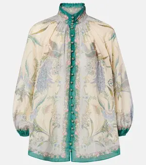 Zimmermann Zimmermann Indra Printed Cotton And Silk-Blend Blouse White