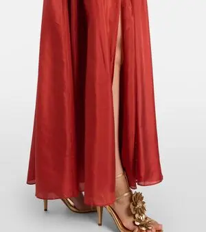 Zimmermann Indra Cutout Draped Silk Maxi Dress - Red