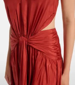 Zimmermann Indra Cutout Draped Silk Maxi Dress - Red