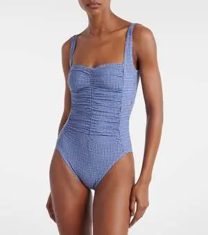 KARLA COLLETTO Ruched Gingham One-piece Swimsuit