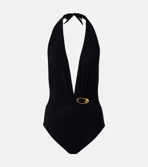 KARLA COLLETTO Solid Embellished One Piece Swimsuit - Black