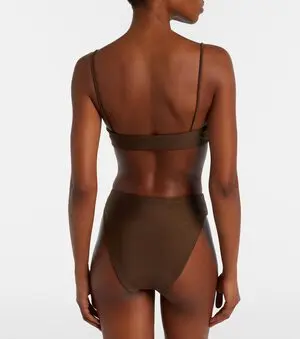 Jade Swim Muse Beaded Bikini Top - Brown