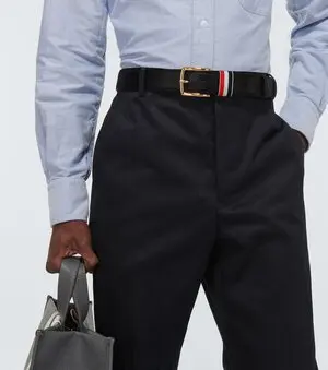 Thom Browne Calf Leather Belt With Gold-tone Buckle