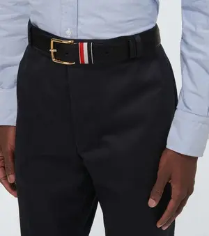 Thom Browne Calf Leather Belt With Gold-tone Buckle