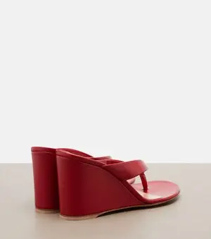 GIANVITO ROSSI Leather Wedge Thong Sandals