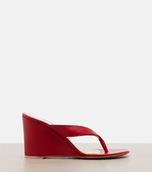GIANVITO ROSSI Leather Wedge Thong Sandals