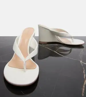 GIANVITO ROSSI Leather Wedge Thong Sandals