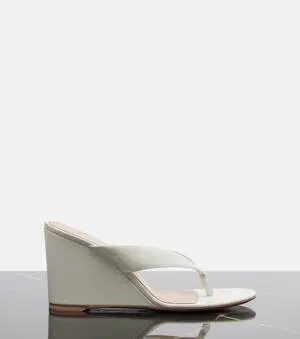 GIANVITO ROSSI Leather Wedge Thong Sandals