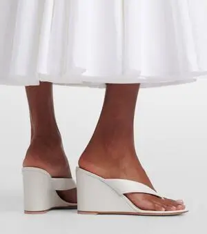 GIANVITO ROSSI Leather Wedge Thong Sandals
