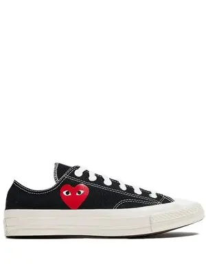 Play Comme Des Garcon Chuck Taylor 70 Small Red Heart Low Top Sneakers - Black