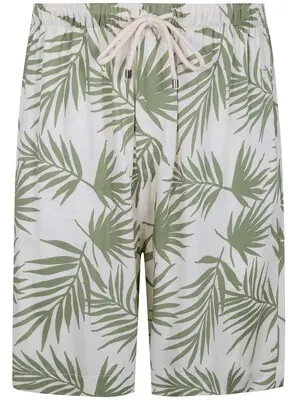 LANEUS Printed Viscose Shorts - White