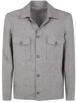 BARBA NAPOLI Park" Linen Shirt - Green