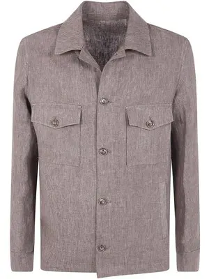 BARBA NAPOLI Park Linen Shirt - Brown