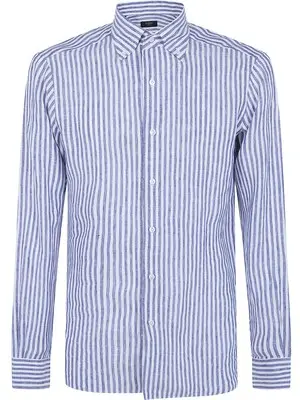 BARBA NAPOLI Classic Linen Large Stripes Shirt