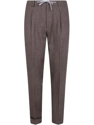 BARBA NAPOLI Roma Linen Chino Trousers - Brown