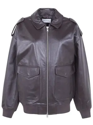 THE FRANKIE SHOP Viper Leather Jacket - Brown