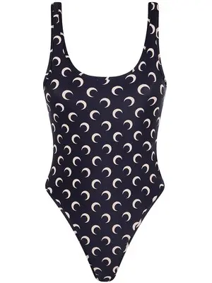 MARINE SERRE Moon Printed Jersey Swimwear One Piece - Brown