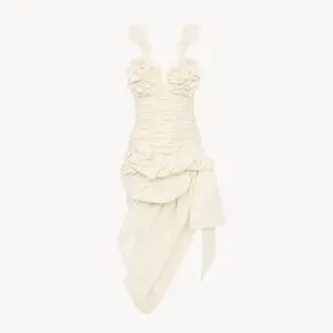 Chloé Ruched Bustier Midi Dress - Coconut Milk
