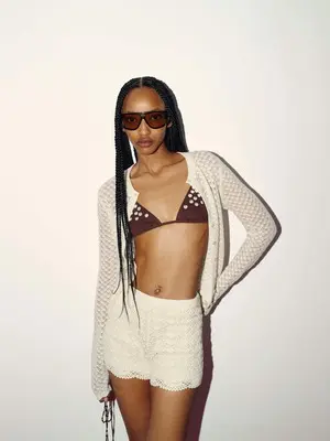 REFORMATION Donya Cotton Crochet Shorts