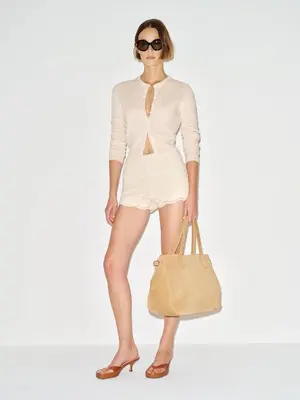 REFORMATION Donya Cotton Crochet Shorts - Ivory