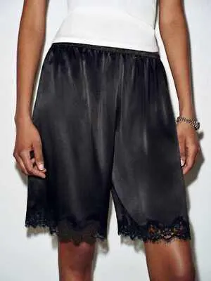 REFORMATION Clara Silk Bermuda Short - Black