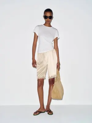 REFORMATION Clara Silk Bermuda Short