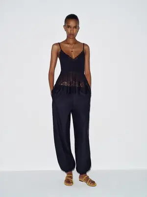 REFORMATION Verity Lace Top - Black